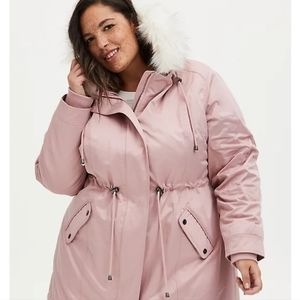 torrid | Jackets & Coats | New Torrid Light Pink Faux Fur Trimmed Parka ...
